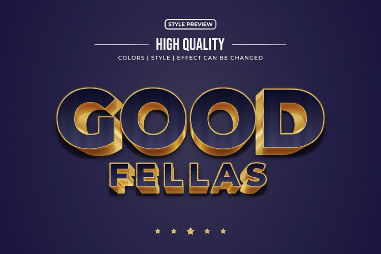 Elegant 3D Blue and Gold Text Effect. Editable Text Style