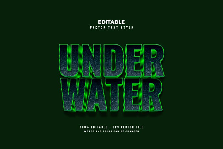 Editable 3D Underwater Text Effect in Blue and Green