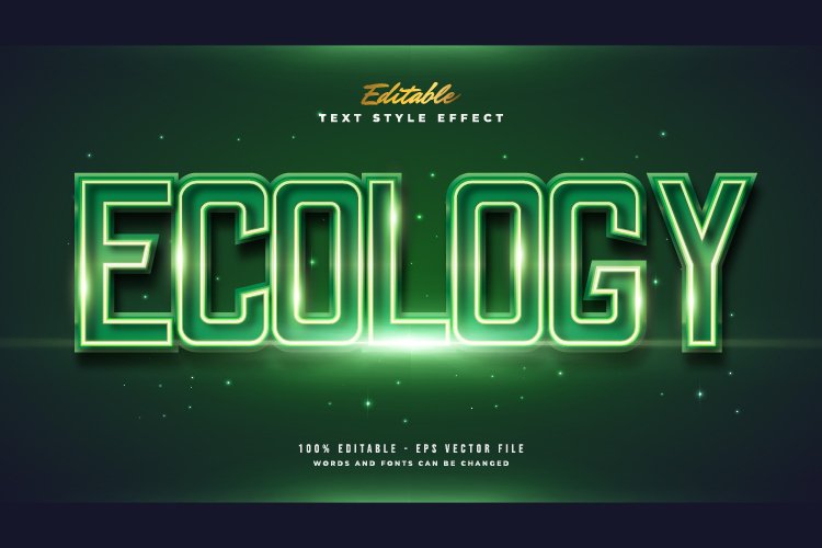 Editable 3D Green Text Style with Glowing Neon Effect