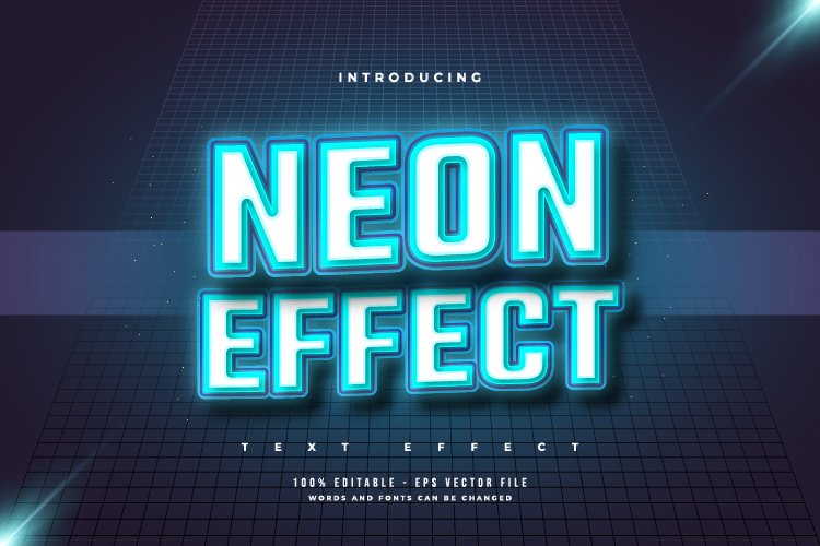 3D Blue Neon Text Effect