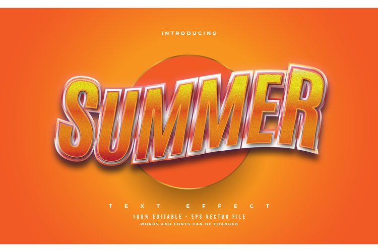 Summer Text in Bold Orange with 3D Embossed and Wavy Effect