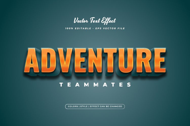 Editable 3D Adventure Text Effect in Blue and Orange
