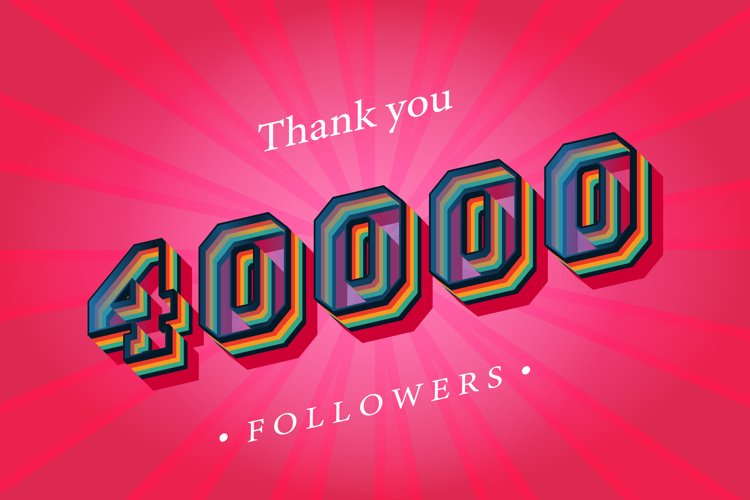 40000 social followers and subscribers Retro text effect
