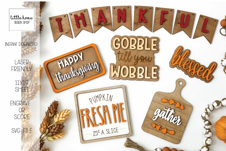 Thanksgiving Laser Files | Grateful Blessed Laser File
