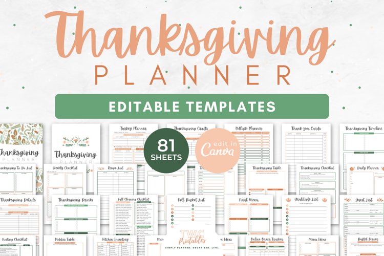 Thanksgiving planner canva templates