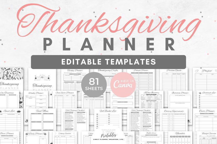 Thanksgiving planner canva templates