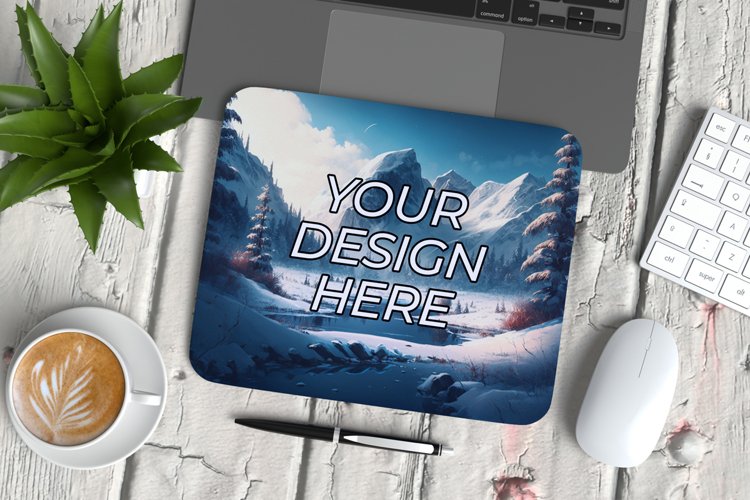 Mouse pad digital mockup PSD and JPG