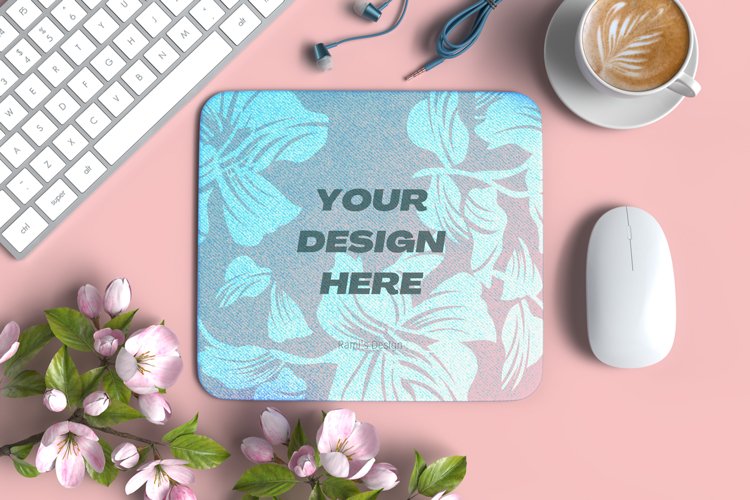 Mouse pad mockup on editable background