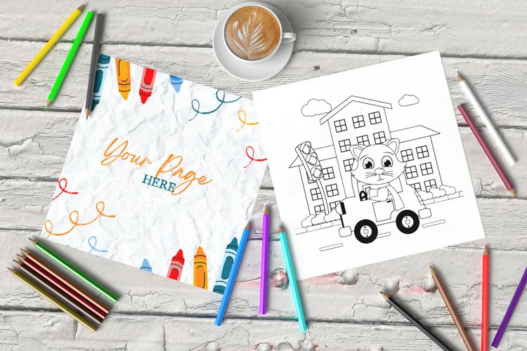 Square coloring pages mockup PSD and JPG
