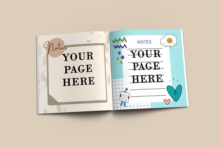 Square open book mockup Psd and Jpg