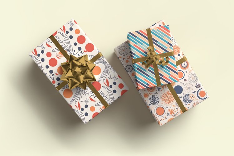 wrapped gifts paper mockup