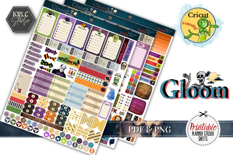 GLOOM - 3 Halloween Printable Planner Sticker Sheets