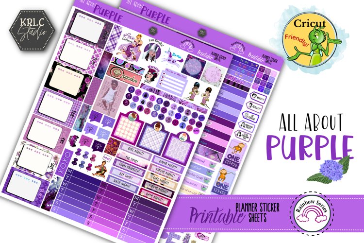 PURPLE Rainbow Series - 2 Printable Planner Sticker Sheets