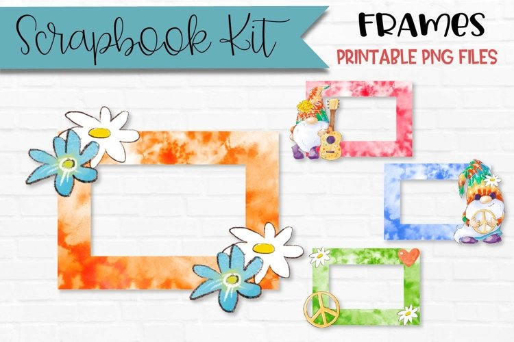 Tie Dye Gnome Scrapbook Frames | Set Of 4 Rectangles