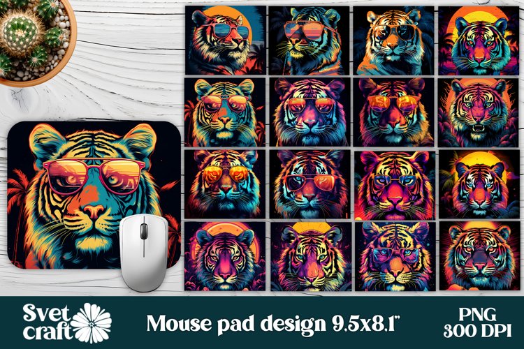 Animal mouse pad sublimation | Rainbow tiger mousepad