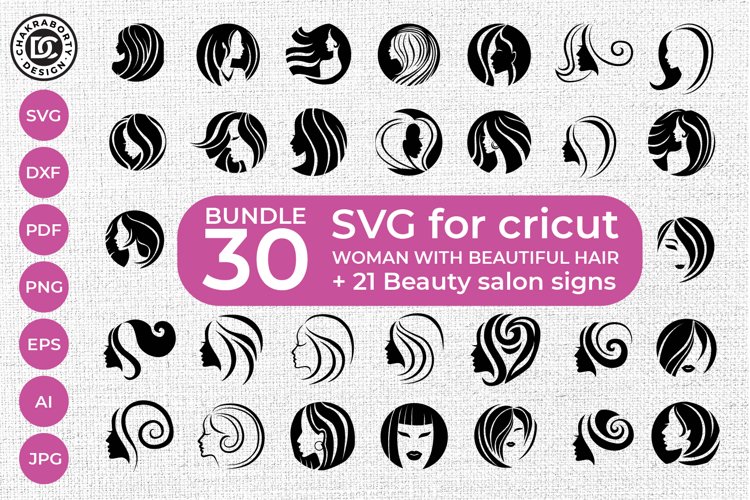Bundle woman long hair svg, Beauty salon, (1831174)