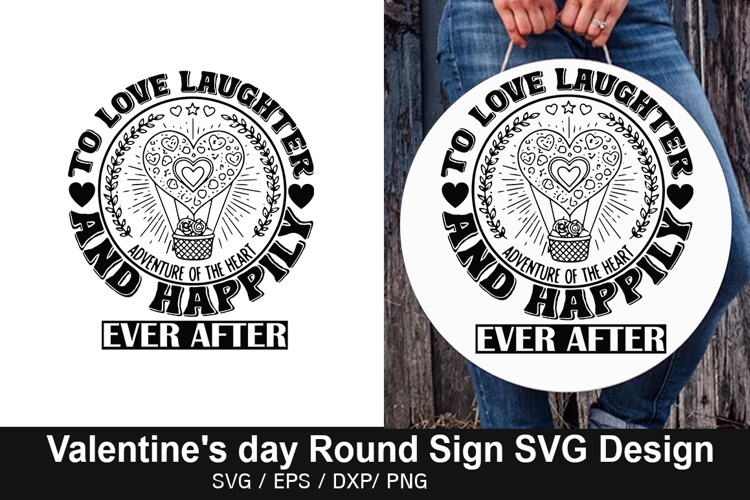 Valentine's Day Round Sign SVG Design - High Quality File