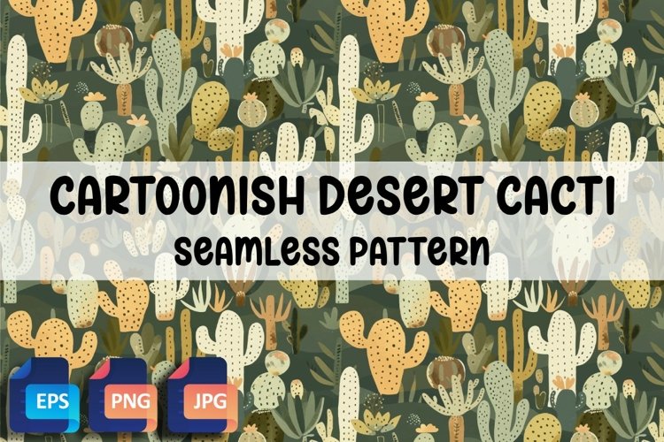 Cartoonish Desert Cacti Seamless Pattern (3540691)