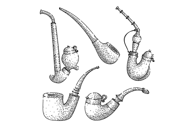 Vintage tobacco pipe drawing collection, smoking accessories