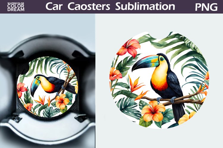 Toucan Car Coaster | Summer Tropical Round Coaster (4066811)