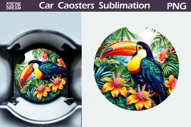 Toucan Car Coaster | Summer Tropical Round Coaster (4066813)