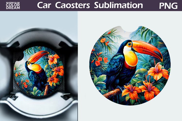 Toucan Car Coaster | Summer Tropical Round Coaster (4066816)