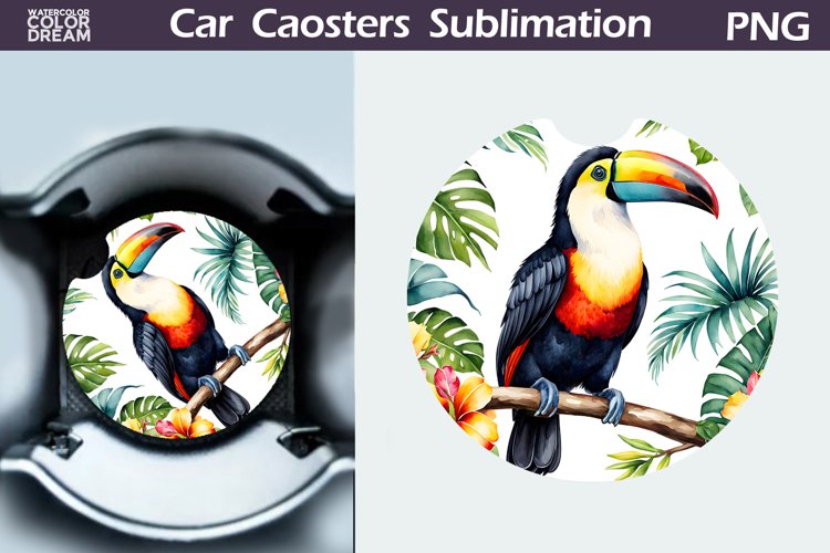 Toucan Car Coaster | Summer Tropical Round Coaster (4066818)