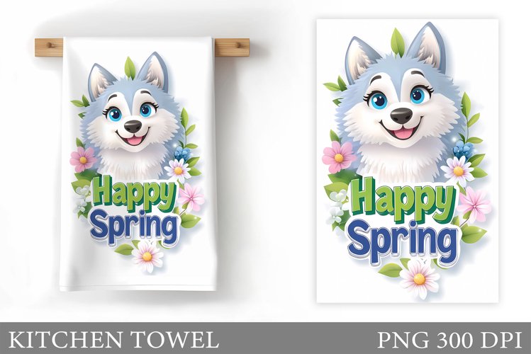 Spring Wolf Kitchen Towel. Spring Kitchen Towel Design