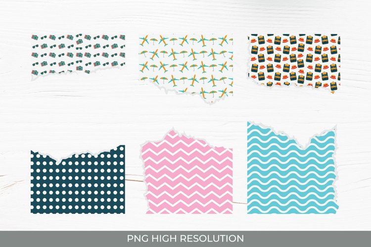 Travelling Pattern Torn Paper - Scrapbooking PNG