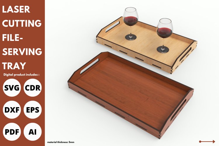 Tray for serving svg Laser cut file & glowforge craft