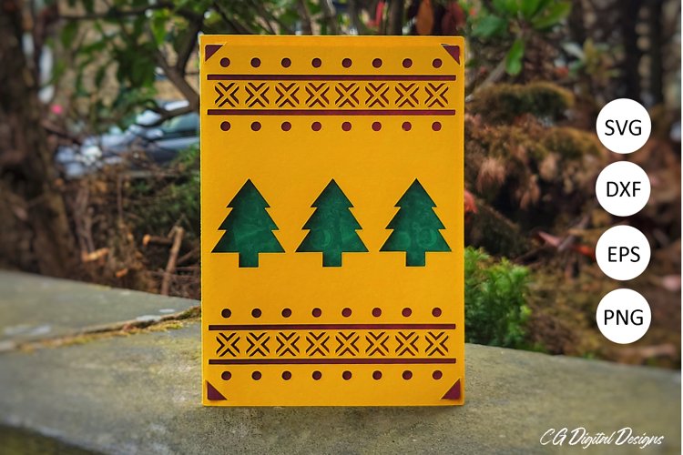 3 Christmas Tree Card - SVG