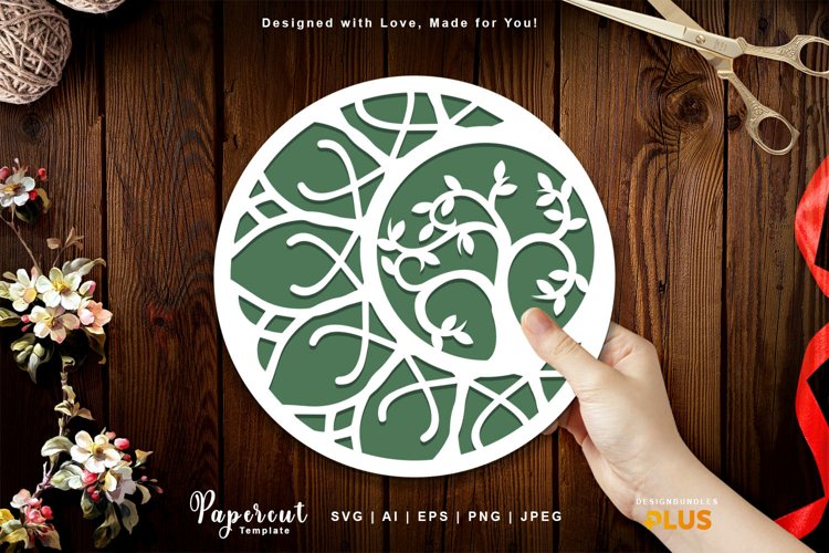 Tree Growth Round Papercut Template