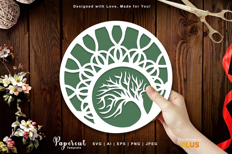 Growing Tree Round Papercut Template