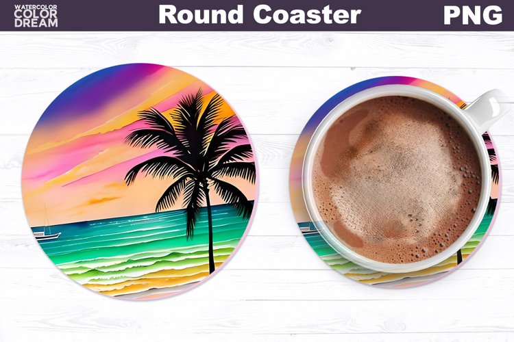 Tropical Beach Coaster | Round Coaster Sublimation (3429333)