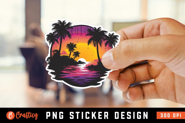 Tropical Sunset Sticker Clipart,Sunset Beach Sticker