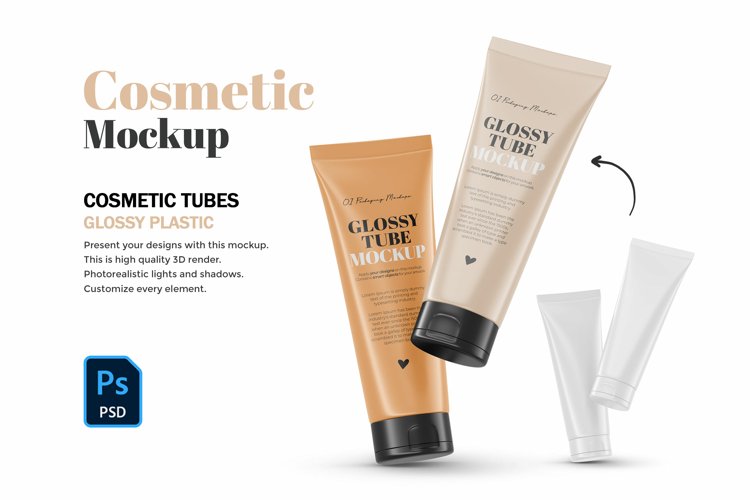 Glossy Cosmetic Tubes - PSD Mockup