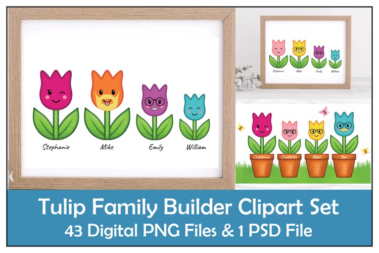 Custom Spring Tulip Flower Family Portrait Builder / Creator