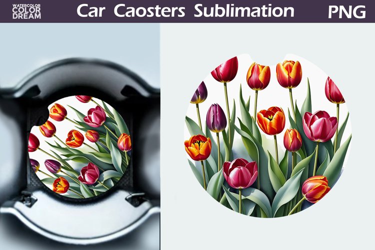 Tulip Car Coaster | Flowers Coaster | Car Coaster (3370633)