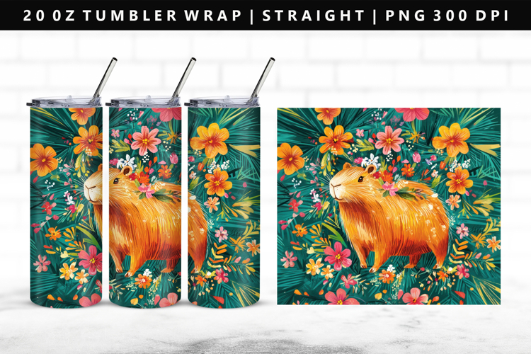 Capybara 20oz Tumbler Wrap | Sublimation PNG (5624530)