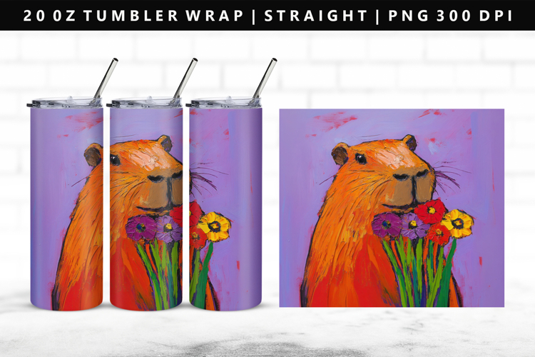 Capybara 20oz Tumbler Wrap | Sublimation PNG (5624539)