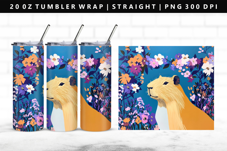 Capybara 20oz Tumbler Wrap | Sublimation PNG (5624543)