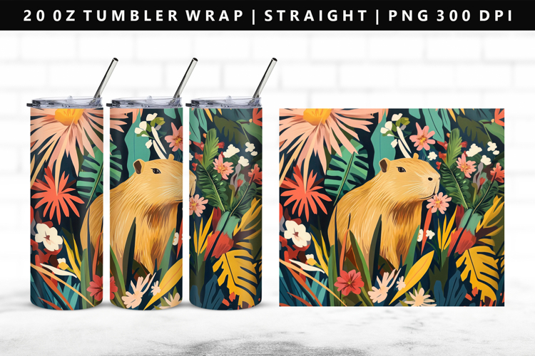 Capybara 20oz Tumbler Wrap | Sublimation PNG (5624546)