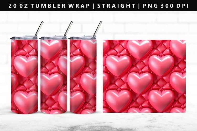 Puff Heart 20oz Tumbler Wrap | Sublimation PNG (3200140)