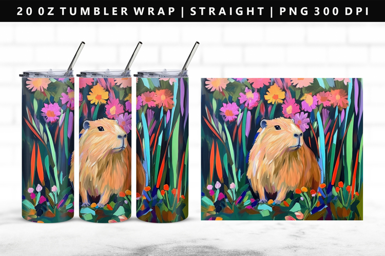 Capybara 20oz Tumbler Wrap | Sublimation PNG (5624574)
