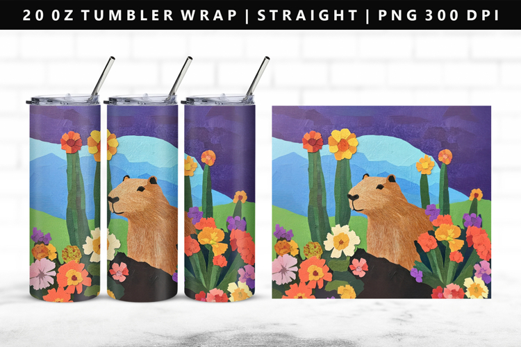 Capybara 20oz Tumbler Wrap | Sublimation PNG (5624605)