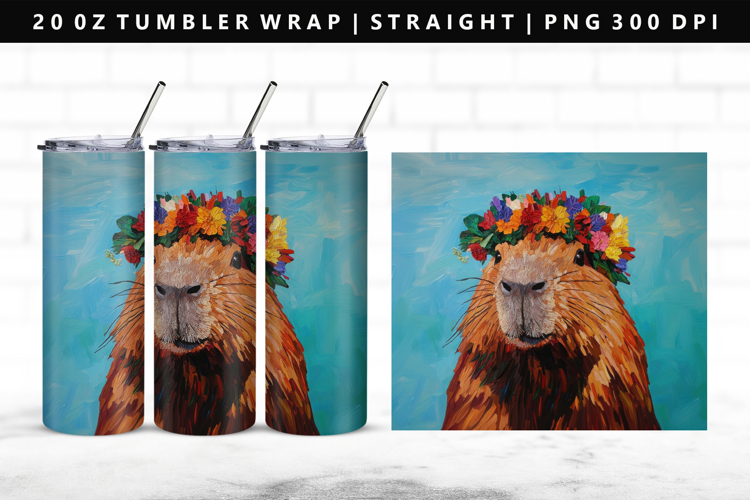 Capybara 20oz Tumbler Wrap | Sublimation PNG (5624614)