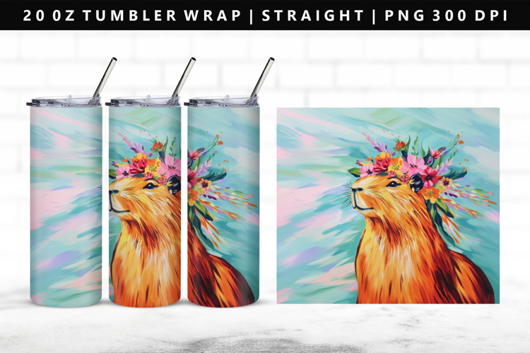 Capybara 20oz Tumbler Wrap | Sublimation PNG (5624659)