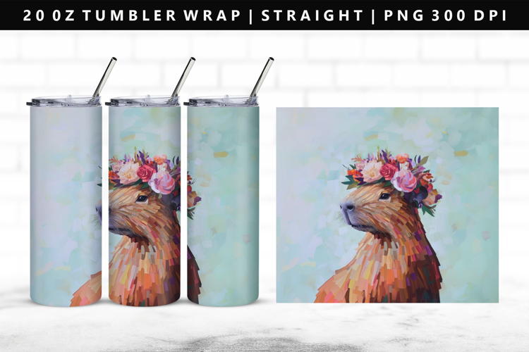 Capybara 20oz Tumbler Wrap | Sublimation PNG (5624694)
