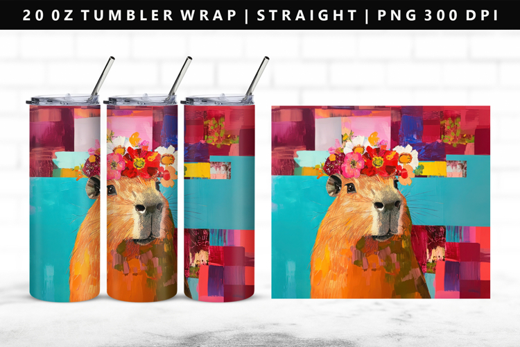 Capybara 20oz Tumbler Wrap | Sublimation PNG (5624696)
