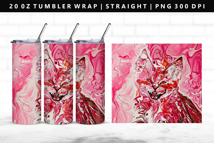 Colored Cats 20oz Tumbler Wrap | Sublimation PNG (5284190)